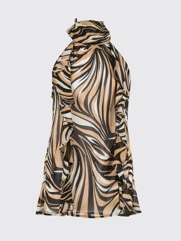 TWINSET Abstract Print Off-the-shoulder Top With Pussy-bow Neck