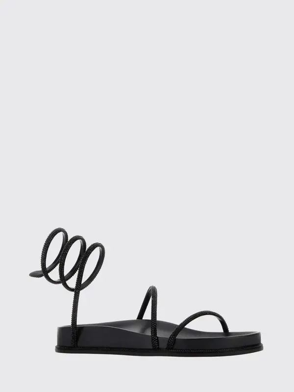 Rene Caovilla Crystal-embellished Satin Mules With Snake Strap