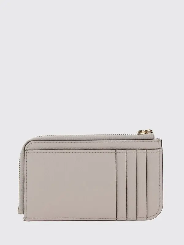 Chloé Alphabet Grained Leather Card Holder With Charm And Zip Closure