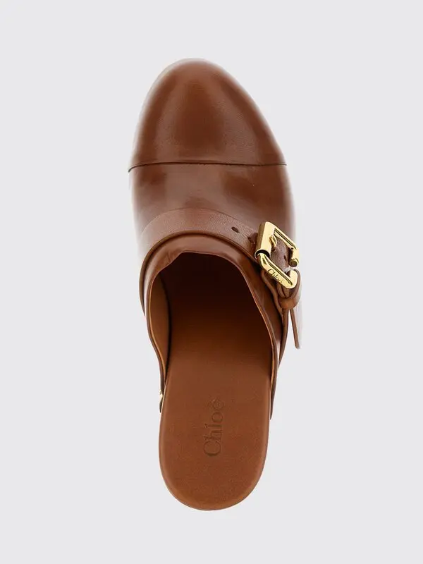 Chloé Jeanette Calfskin Sabot Mules With High Heel And Studs