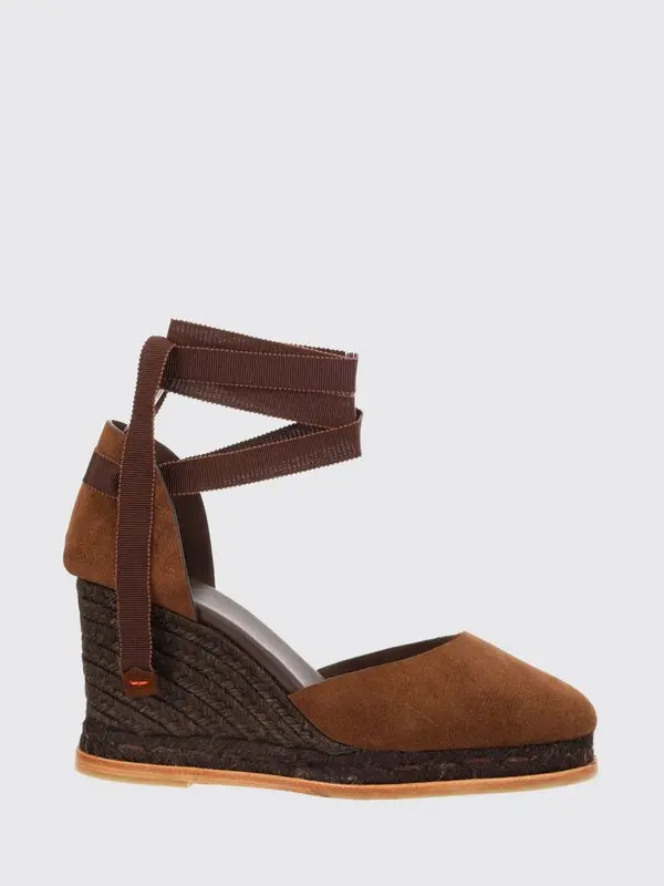 CastaÑer Camila Suede Wedge Espadrilles With Ankle Tie-up Laces - Brown