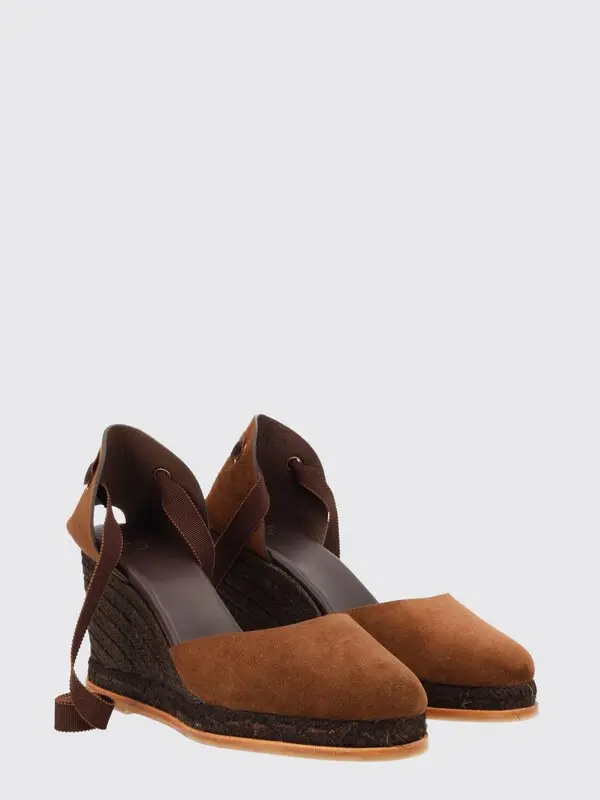 CastaÑer Camila Suede Wedge Espadrilles With Ankle Tie-up Laces - Brown