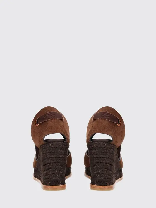 CastaÑer Camila Suede Wedge Espadrilles With Ankle Tie-up Laces - Brown