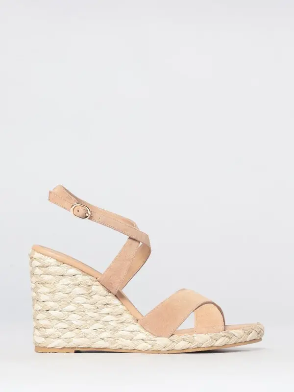 STUART WEITZMAN Heeled Wedge Sandals - Camel