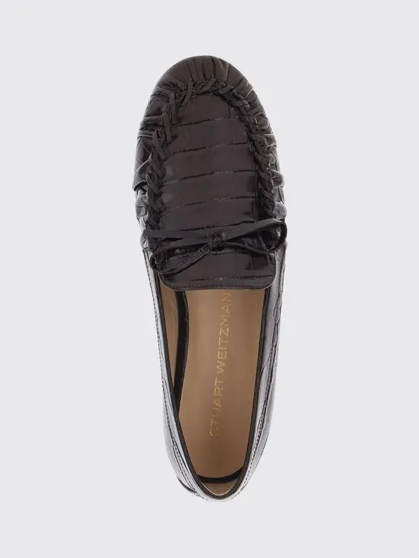 STUART WEITZMAN Britt Croc-embossed Leather Loafers - Brown