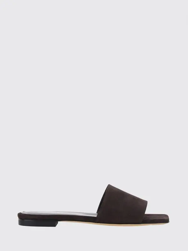 SEMICOUTURE Suede Mules With Low Heel And Square Toe - Brown