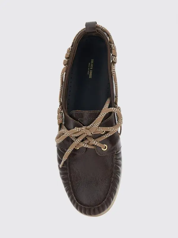 GOLDEN GOOSE Vintage Style Calfskin Boat Shoes