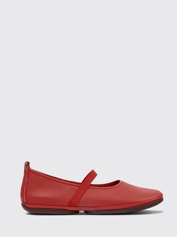 Camper Right Nina Mary Jane Ballet Flats In Natural Grain Leather - Red