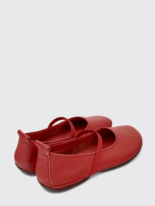 Camper Right Nina Mary Jane Ballet Flats In Natural Grain Leather - Red