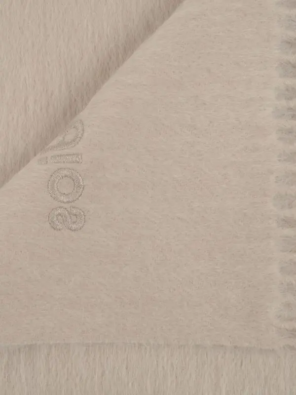 Acne Studios Alpaca Wool Blend Scarf With Fringed Hem And Logo