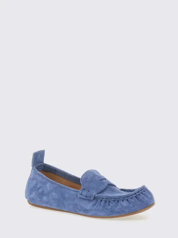 Acne Studios Suede Calfskin Loafers With Penny Bar And Rubber Sole - Blue