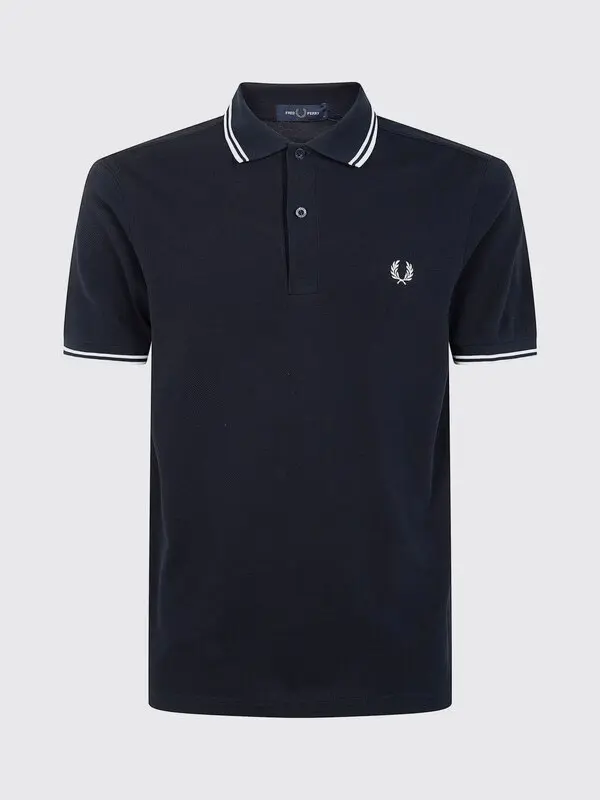 Fred Perry Cotton Polo Shirt With Contrast Tipping And Embroidered Logo - Blue