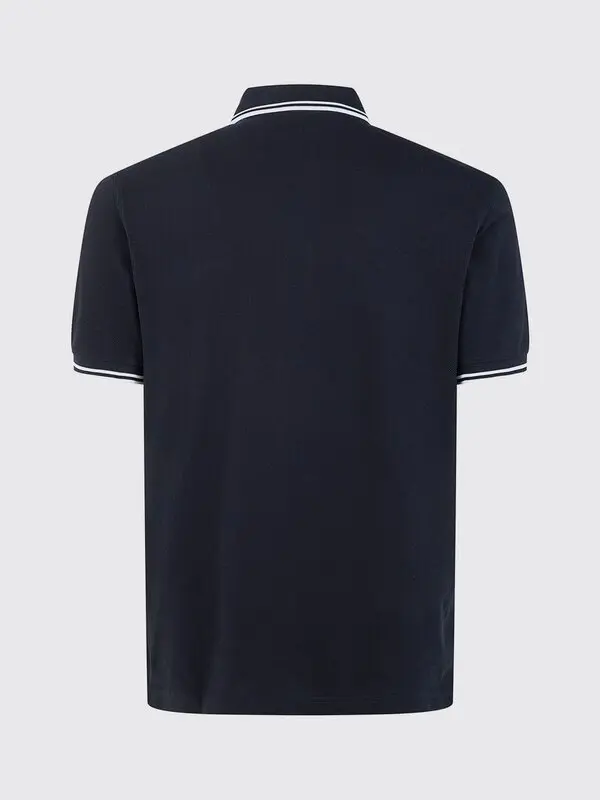 Fred Perry Cotton Polo Shirt With Contrast Tipping And Embroidered Logo - Blue