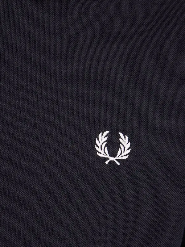 Fred Perry Cotton Polo Shirt With Contrast Tipping And Embroidered Logo - Blue