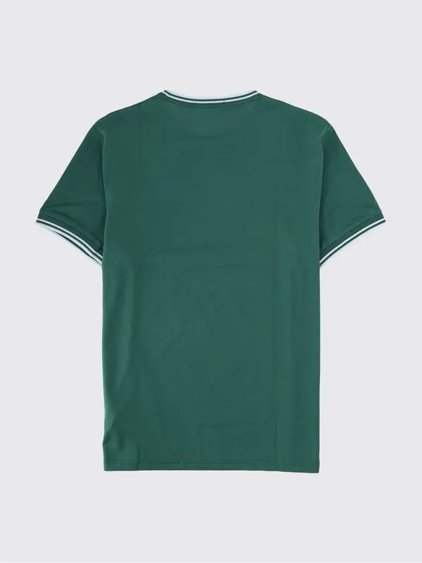 Fred Perry Slim Fit Cotton T-shirt With Contrast Trims And Embroidered Logo - Green