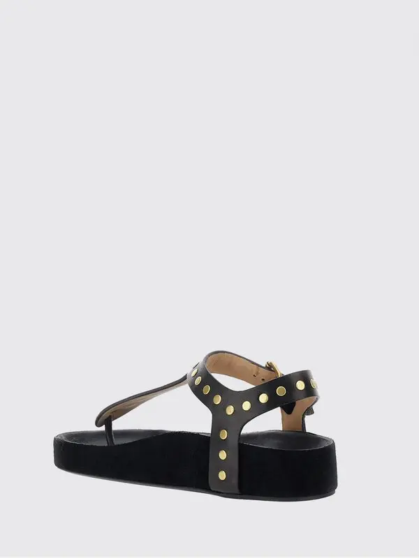 Isabel Marant Étoile Studded Calf Leather Thong Sandals - Black