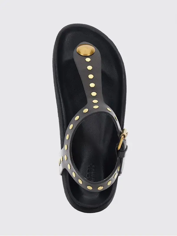 Isabel Marant Étoile Studded Calf Leather Thong Sandals - Black