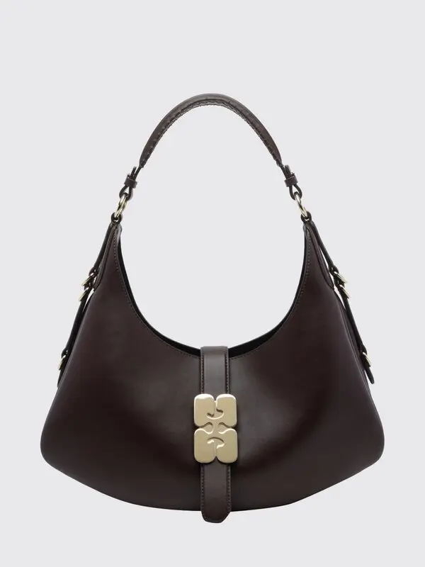 GANNI Shoulder Bag With Gold Tone Hardware - Brown