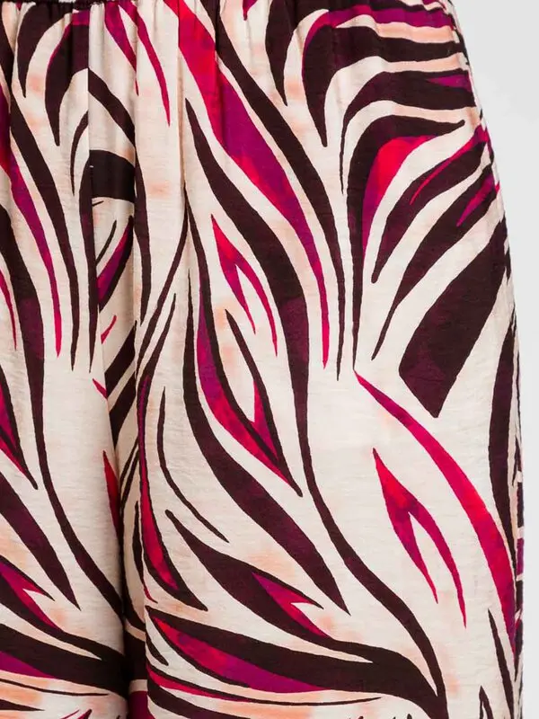 TWINSET Printed Viscose Blend Wide Leg Trousers - Fuchsia