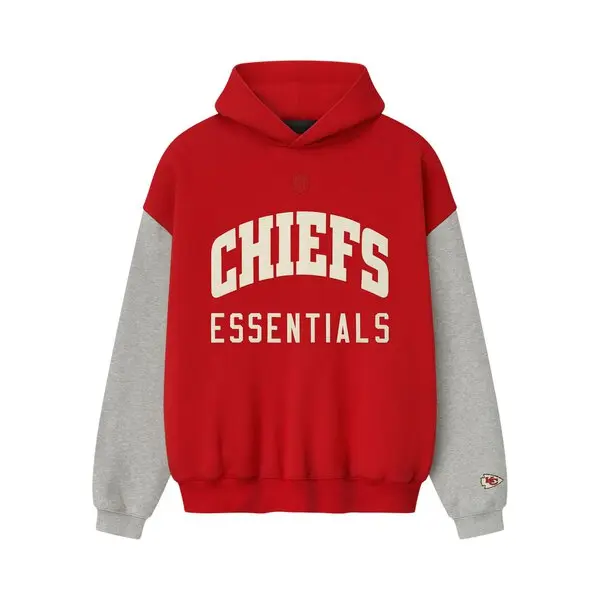 Fear Of God Chiefs Sport Hoodie /concrete Heather - Red
