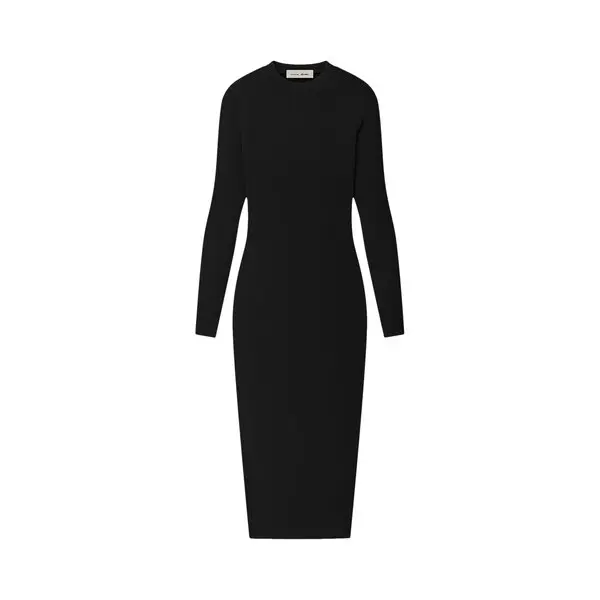 Fear Of God Rib Knit Fitted Long Sleeve Dress 'vintage - Black