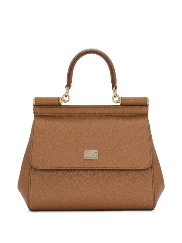 Dolce & Gabbana Small Sicily Hand Bag In Dauphine Calf Leather - Brown