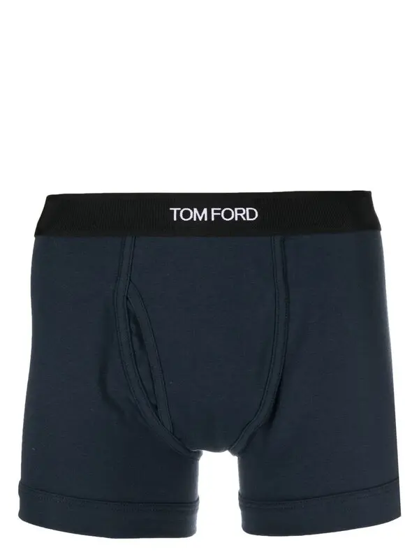 TOM FORD Logo-waistband Cotton Boxer Briefs - Blue