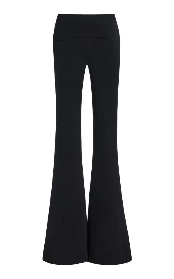 Eterne Foldover Jersey Flared Pants - Black