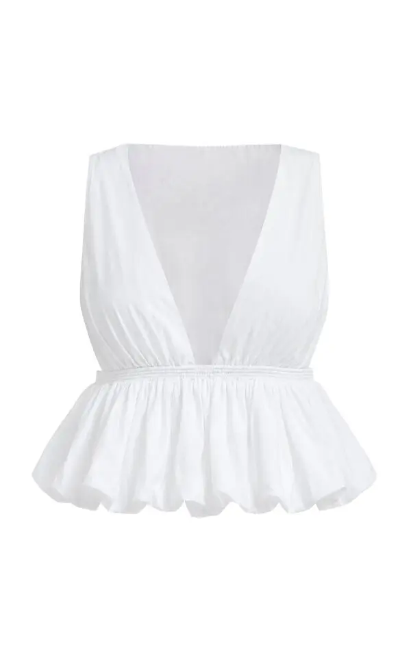 Alaïa Peplum Hem Cropped Cotton Top - White
