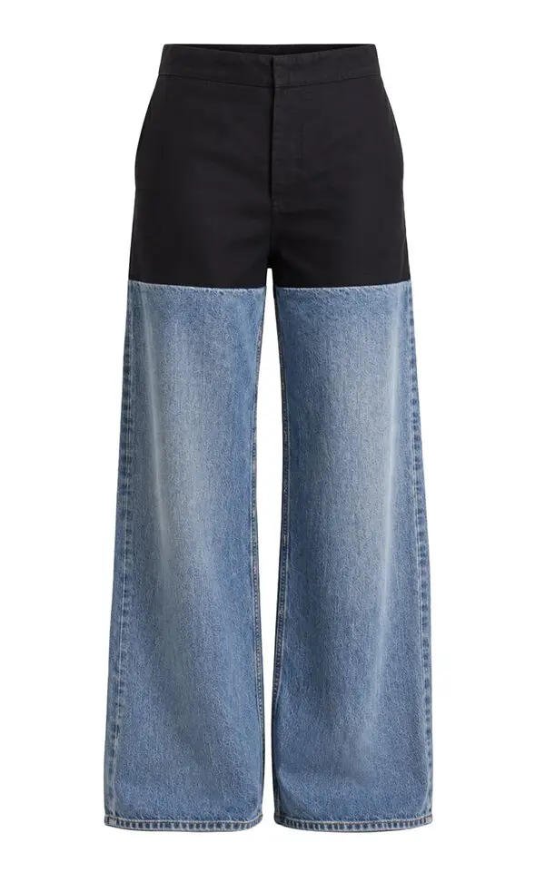 Alaïa Basque Hybrid Wide-leg Jeans - Blue