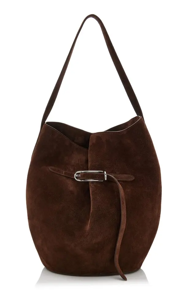 LIFFNER Belted Suede Bucket Bag - Brown