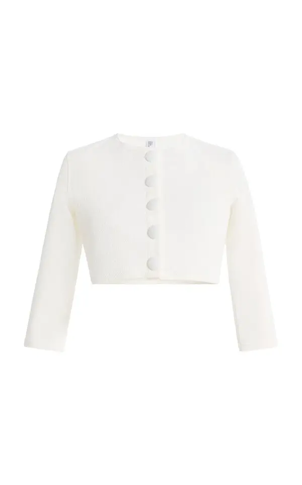 Lisa Marie Fernandez Cropped Jacquard Cardigan - White
