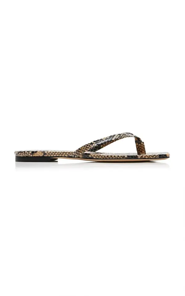 AeydĒ Renee Snake Print Leather Sandals - Animal