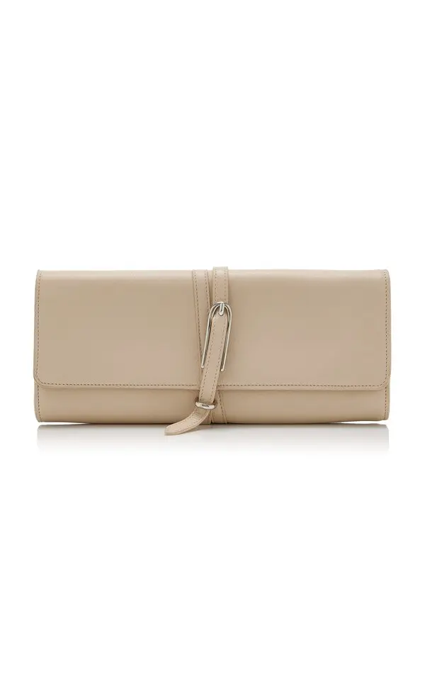 LIFFNER Belted Leather Clutch - Ivory