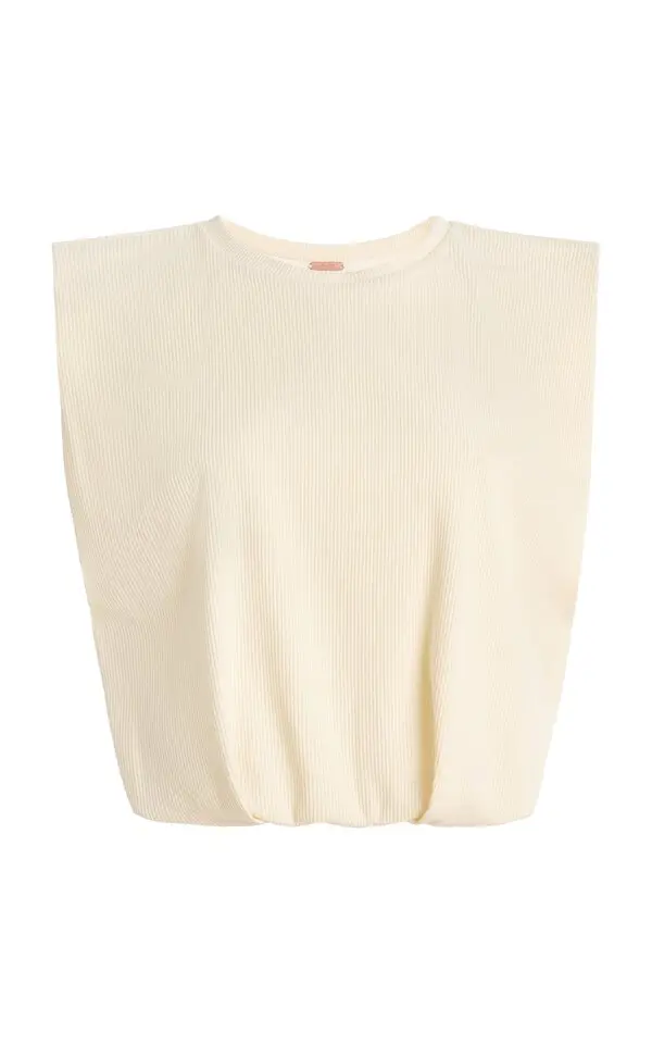 Johanna Ortiz Ribbed Jersey Cropped T-shirt - Ivory