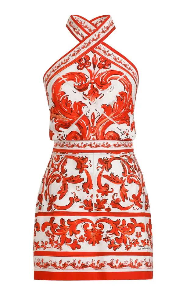 Dolce & Gabbana Halterneck Printed Mini Dress