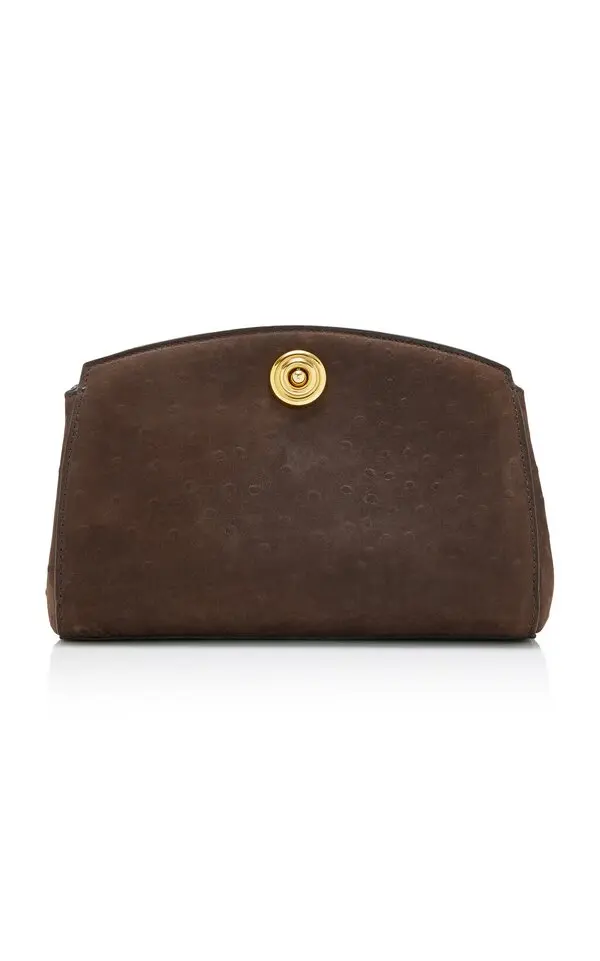 LIFFNER Pushlock Ostrich-effect Leather Clutch - Brown