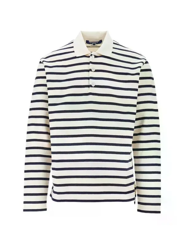 Junya Watanabe Striped Long-sleeve Polo Shirt - Neutrals