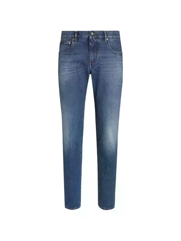 Dolce & Gabbana Straight Jeans With Logo Detail - Blue