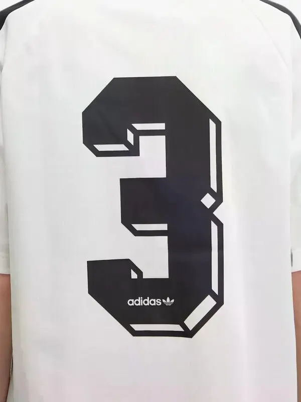 Adidas Logo-embroidered Striped-sleeve T-shirt