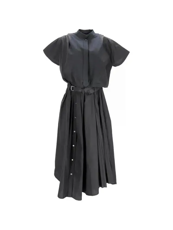 Sacai Midi Belted Shirt Dress - Black