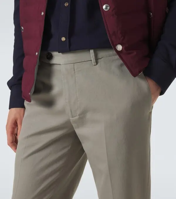Brunello Cucinelli Slim Fit Cotton Pants - Green