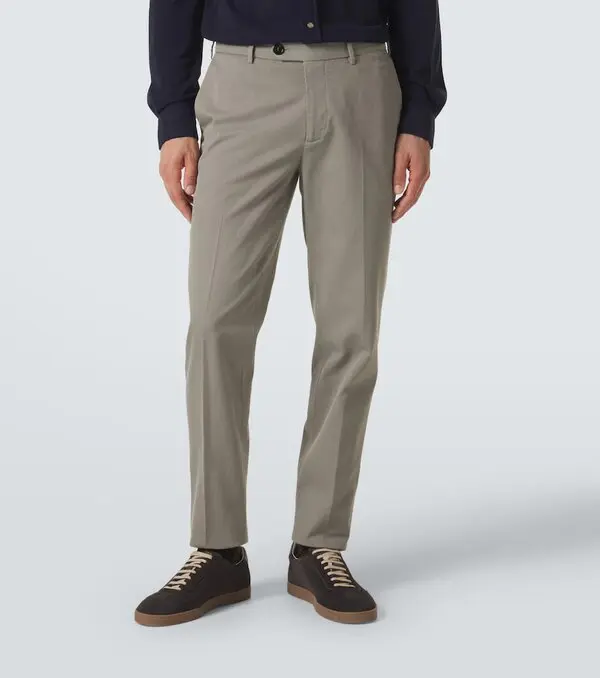 Brunello Cucinelli Slim Fit Cotton Pants - Green