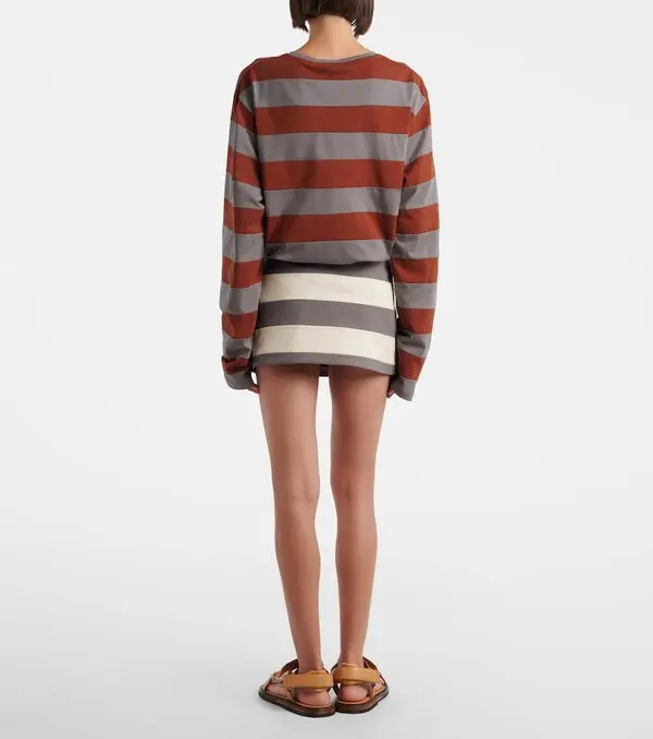 Miu Miu Striped Cotton Jersey Miniskirt