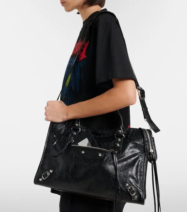 Balenciaga Le City Medium Leather Top-handle Bag - Black
