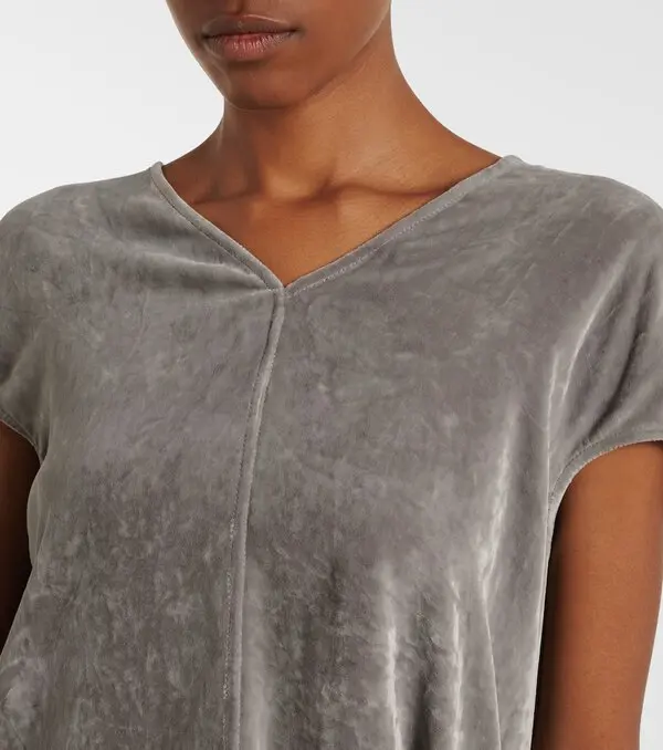 Rick Owens Floating Velvet V-neck Top - Grey