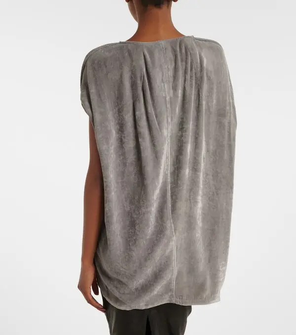 Rick Owens Floating Velvet V-neck Top - Grey