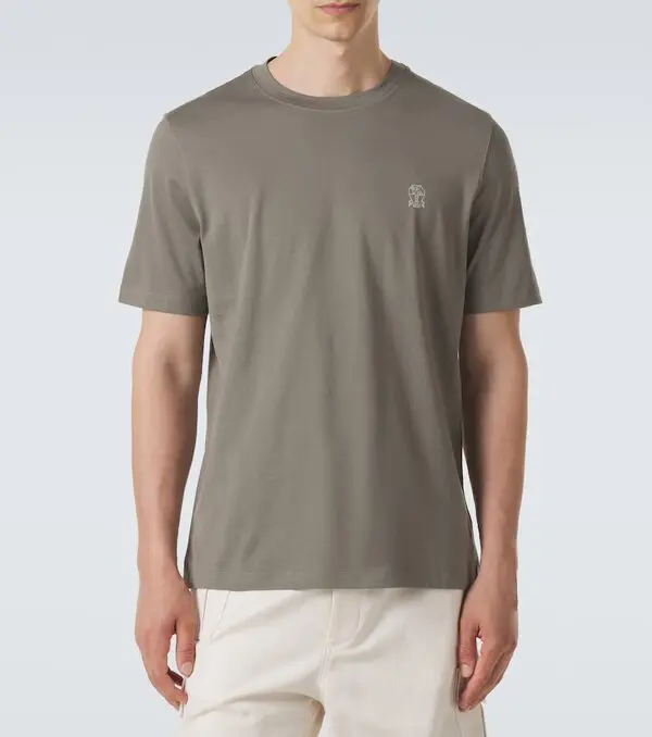 Brunello Cucinelli Logo Cotton Jersey T-shirt - Green