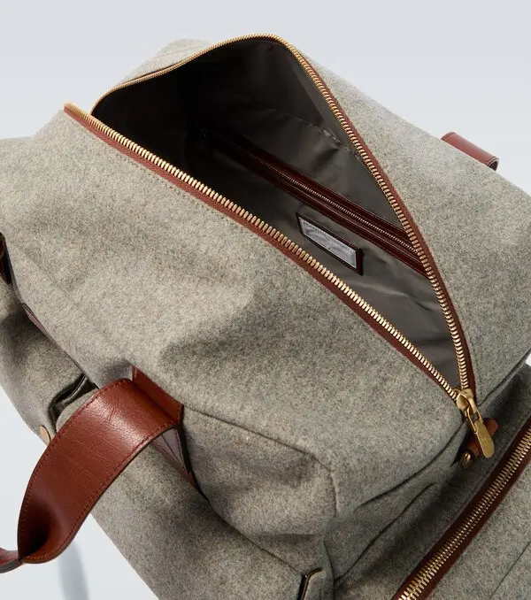 Brunello Cucinelli Leather-trimmed Flannel Duffel Bag