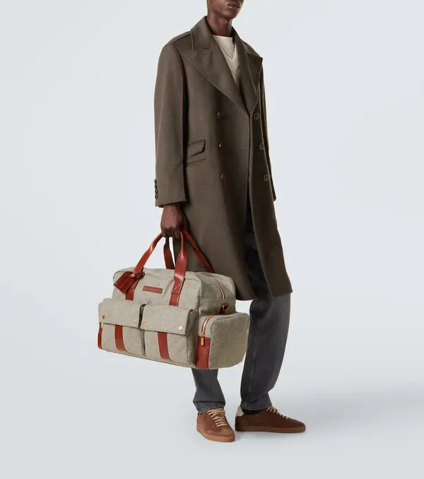 Brunello Cucinelli Leather-trimmed Flannel Duffel Bag